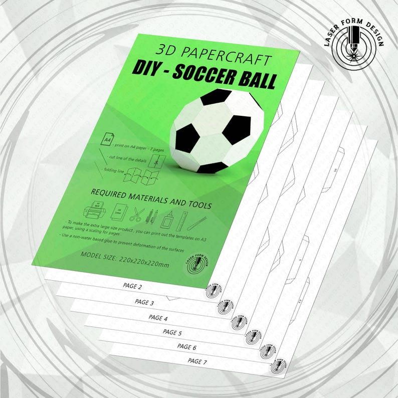 Soccer Ball, Football, 3D Papercraft, Digital Template, Origami, Low ...