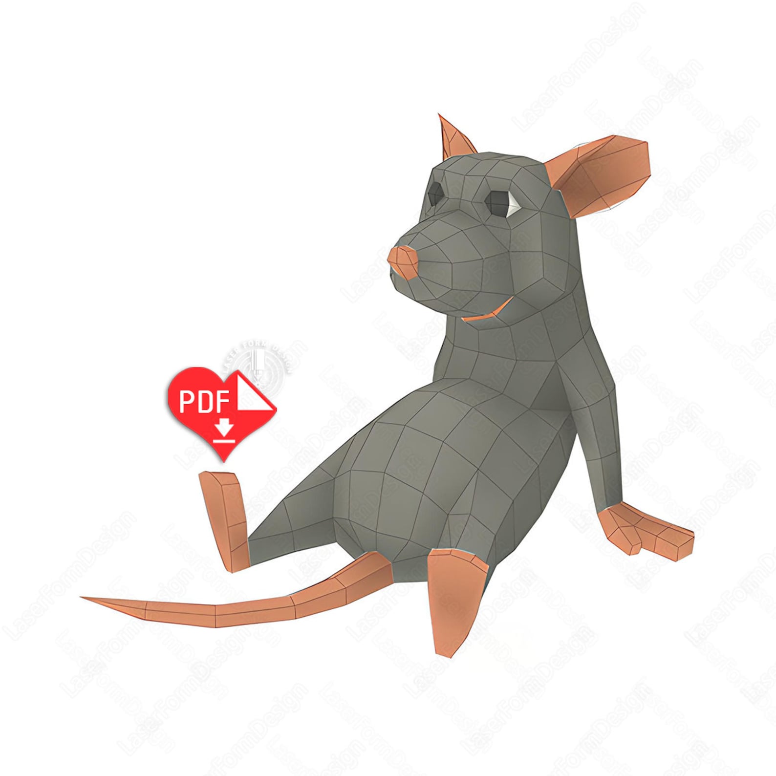3D Rat Papercraft Sculpture: DIY Low Poly Mouse (PDF File) - Etsy