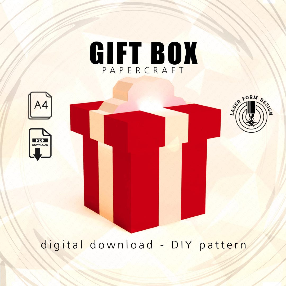 Papercraft Gift Box for Christmas & New Year, Digital Printable ...