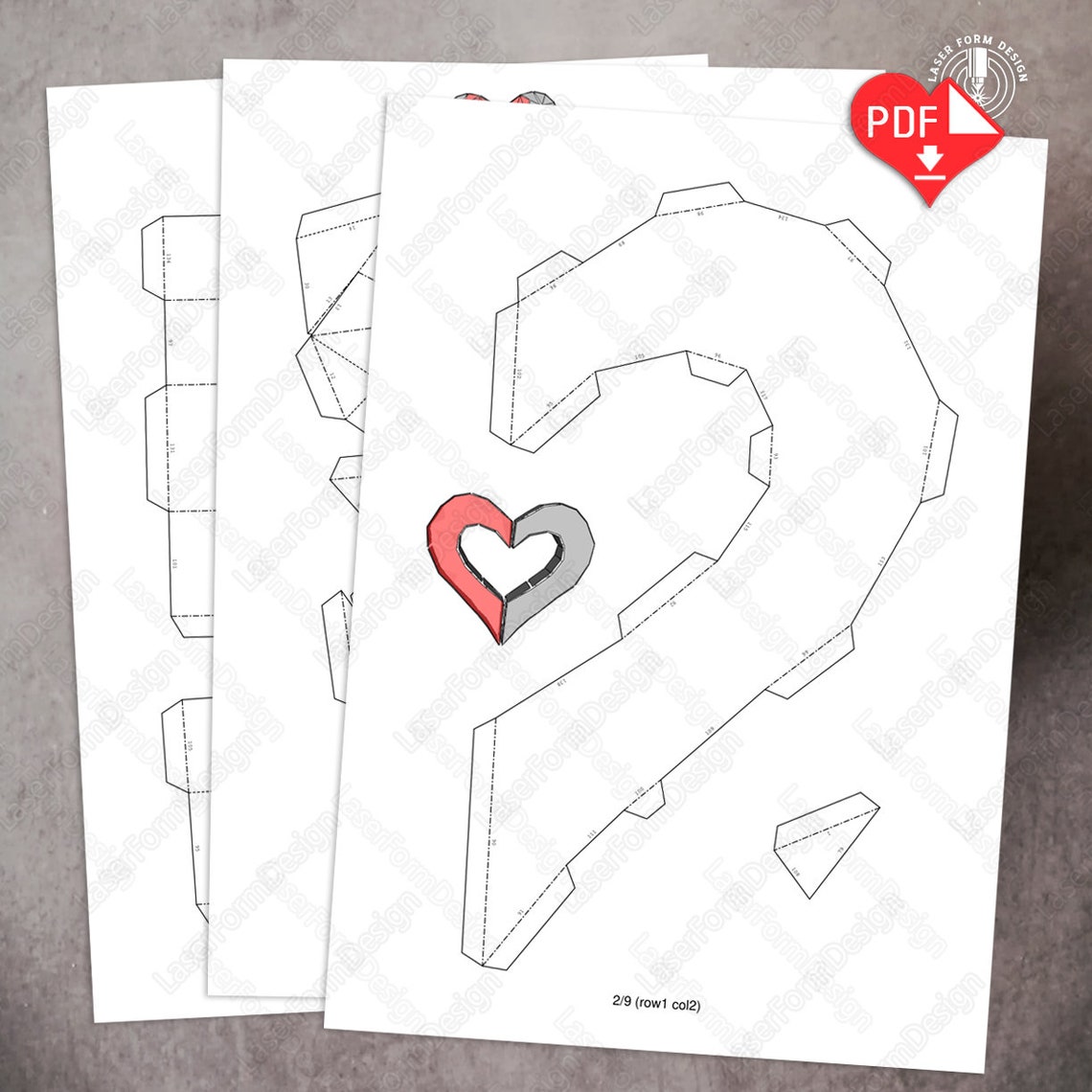 3D Papercraft Heart PDF Template, Cricut PDF for DIY Low Poly Heart ...