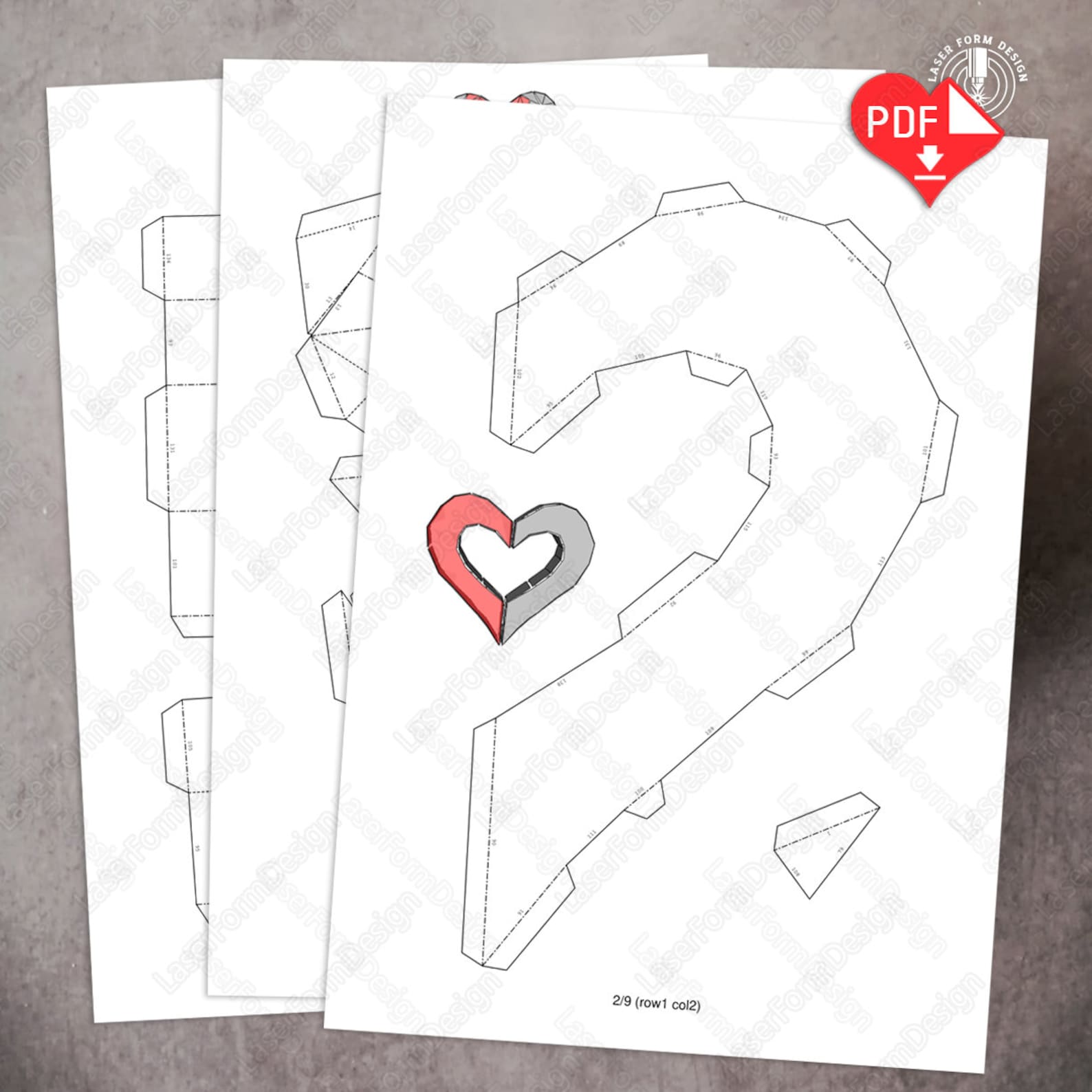 3D Papercraft Heart PDF Template, Cricut PDF for DIY Low Poly Heart ...