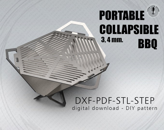 Collapsible BBQ Fire Pit: Dxf Files for Laser, Plasma. Grill, Foldable ...