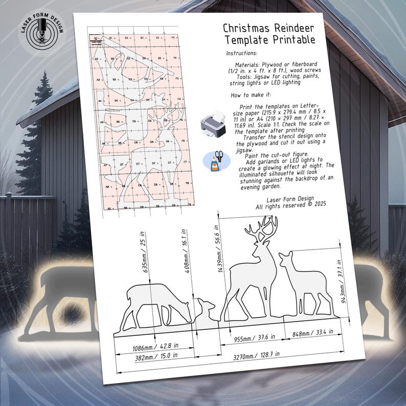 Life Size Reindeer Patterns (printable Trace & Cut) - DIY Plywood ...