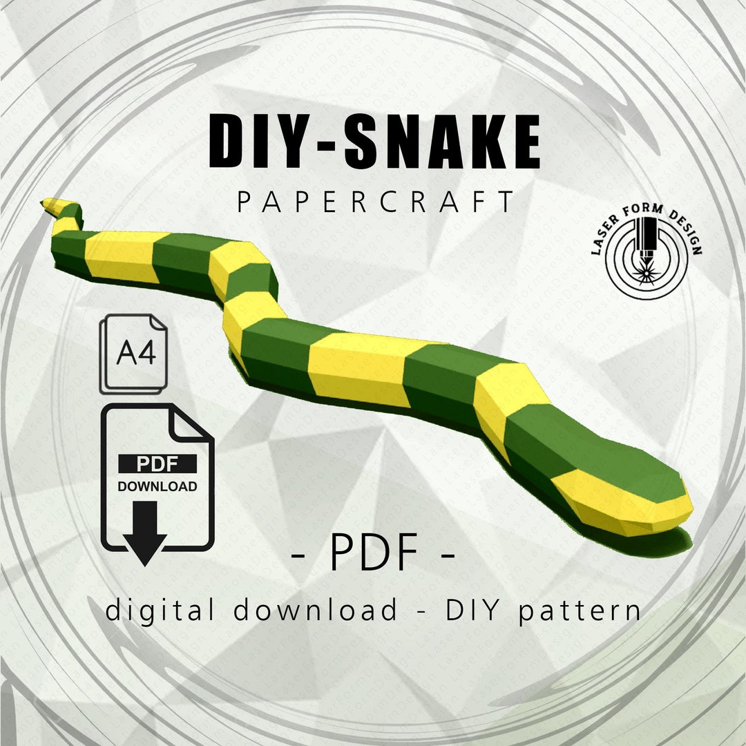 Snake, 3D Papercraft, Digital Template, Origami, Low Poly, Serpent ...