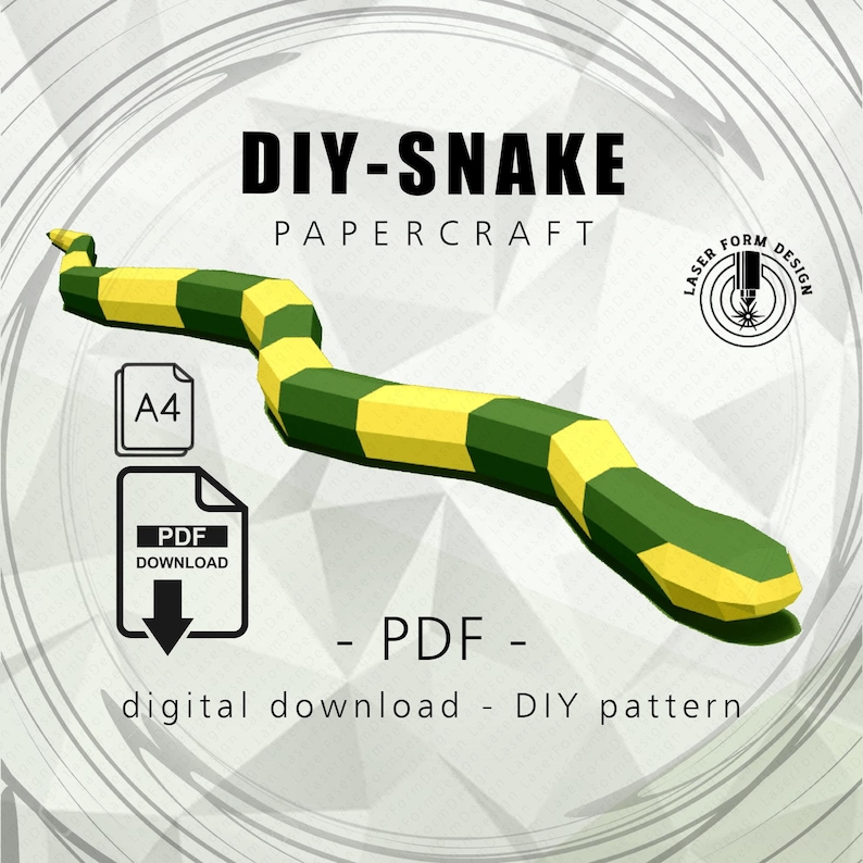 Low Poly Snake Papercraft Sculpture: DIY 3D Model (PDF) - Etsy Canada