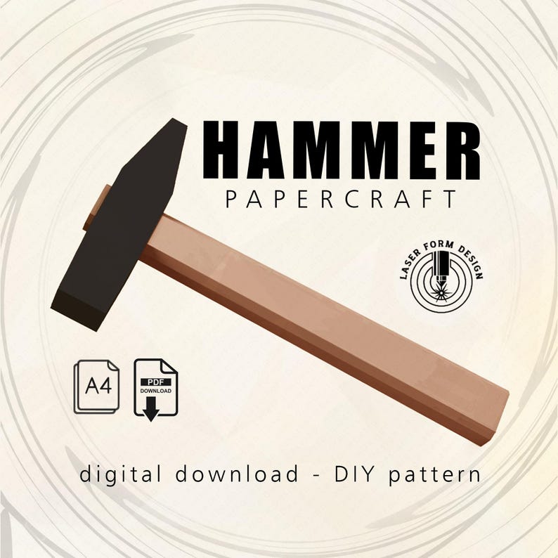 3D Papercraft Hammer Template: Low Poly DIY Sculpture (PDF Pattern) - Etsy