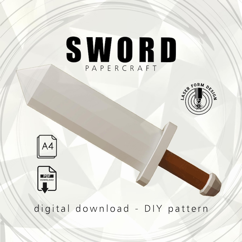 Papercraft Sword 3D Paper Model DIY Printable Template Fantasy Weapon ...