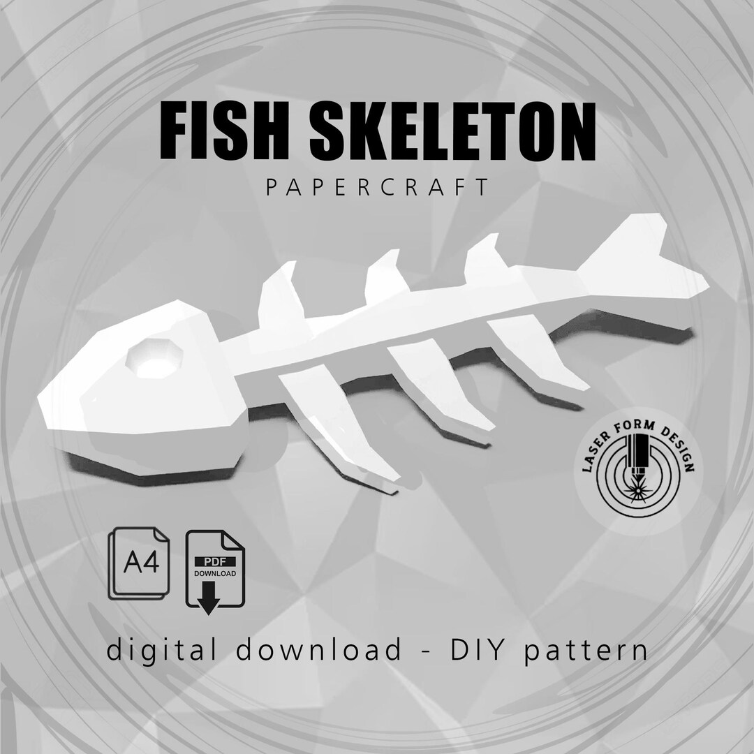 Halloween Fish Skeleton Papercraft: 3D DIY Paper Sculpture (printable ...