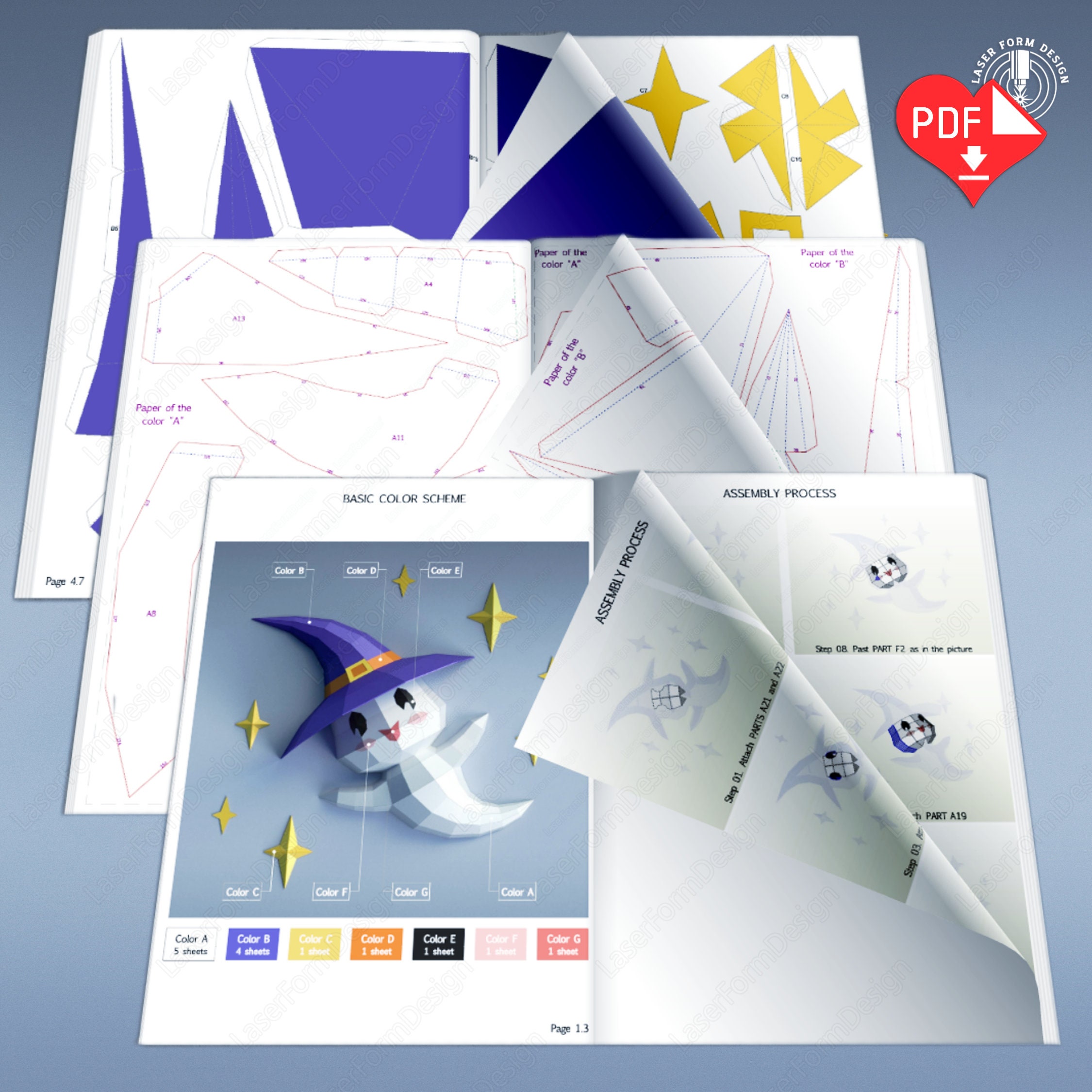 Cute Baby Ghost, 3D Papercraft, Digital Template, Origami, Low Poly ...