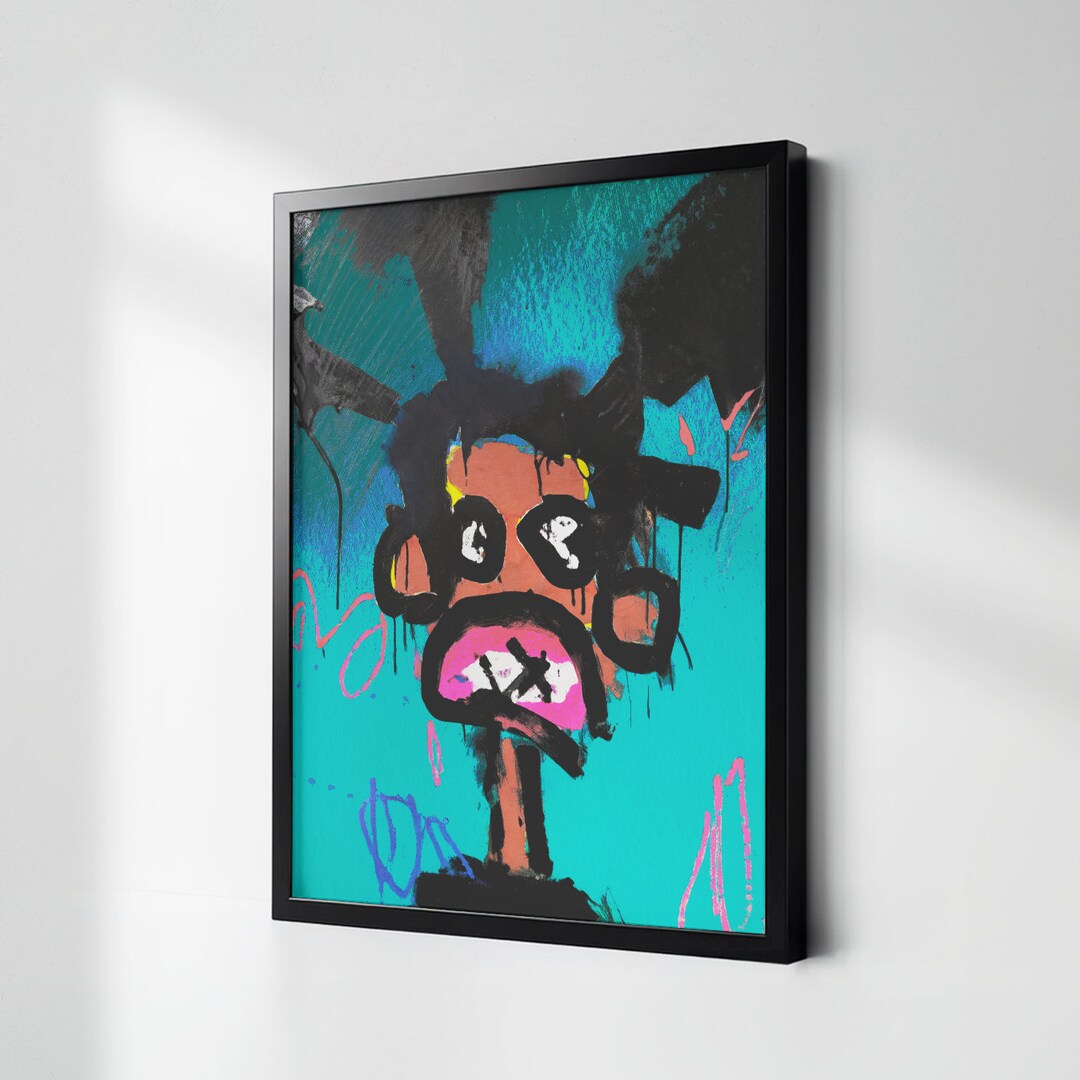 Basquiat Style Wall Art, African American Living Room Decor, Afro Owned ...