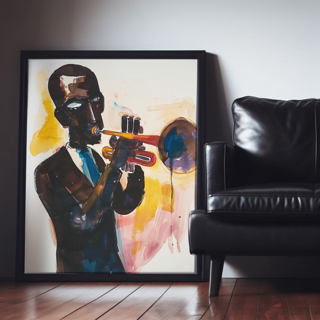 Black Jazz Art, African American Owned Shop Painting, Framed Canvas Print for Living Room - Etsy