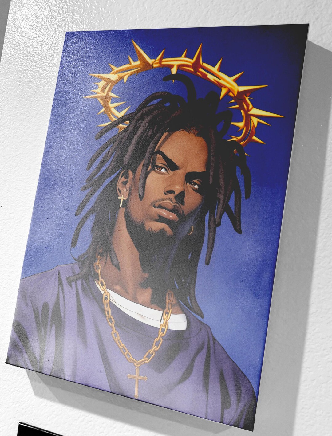 Black Jesus Wall Art, Yeshua Anime Canvas Print, Afrocentric Black ...
