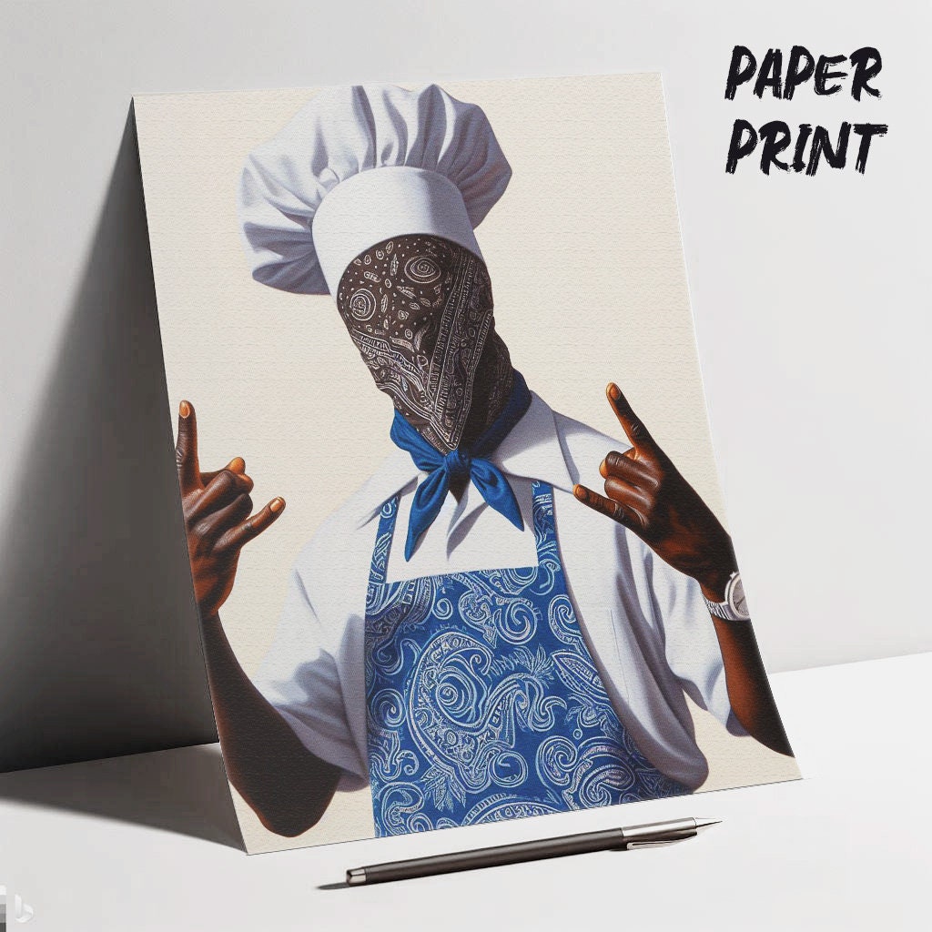 African American Kitchen Wall Art Print, Chef Decor, Canvas Poster, by ...