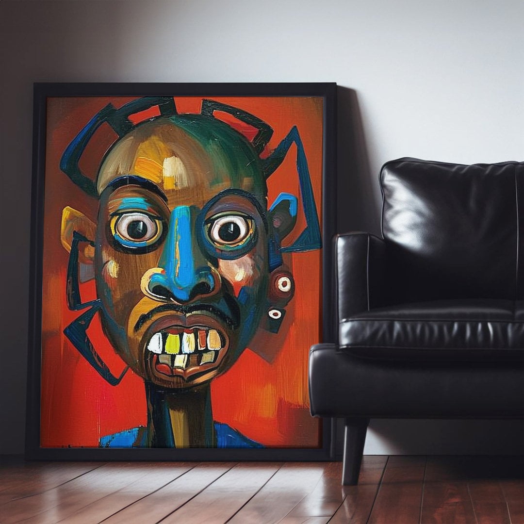 Abstract African American Face, Cubism Wall Art Print, Expressive Black ...