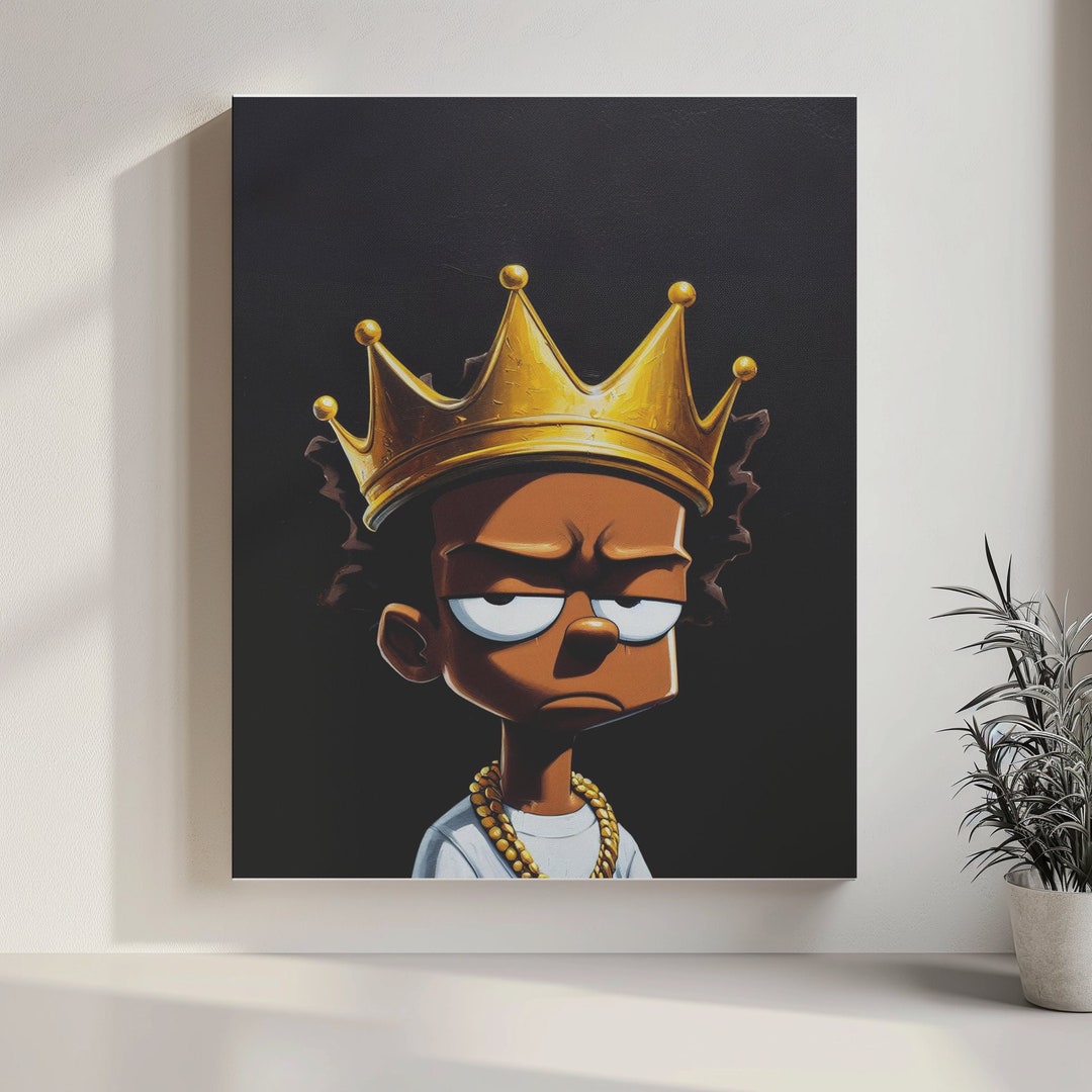 Black King Wall Art, Urban Kid Cartoon Print, Dope African-american Boy ...
