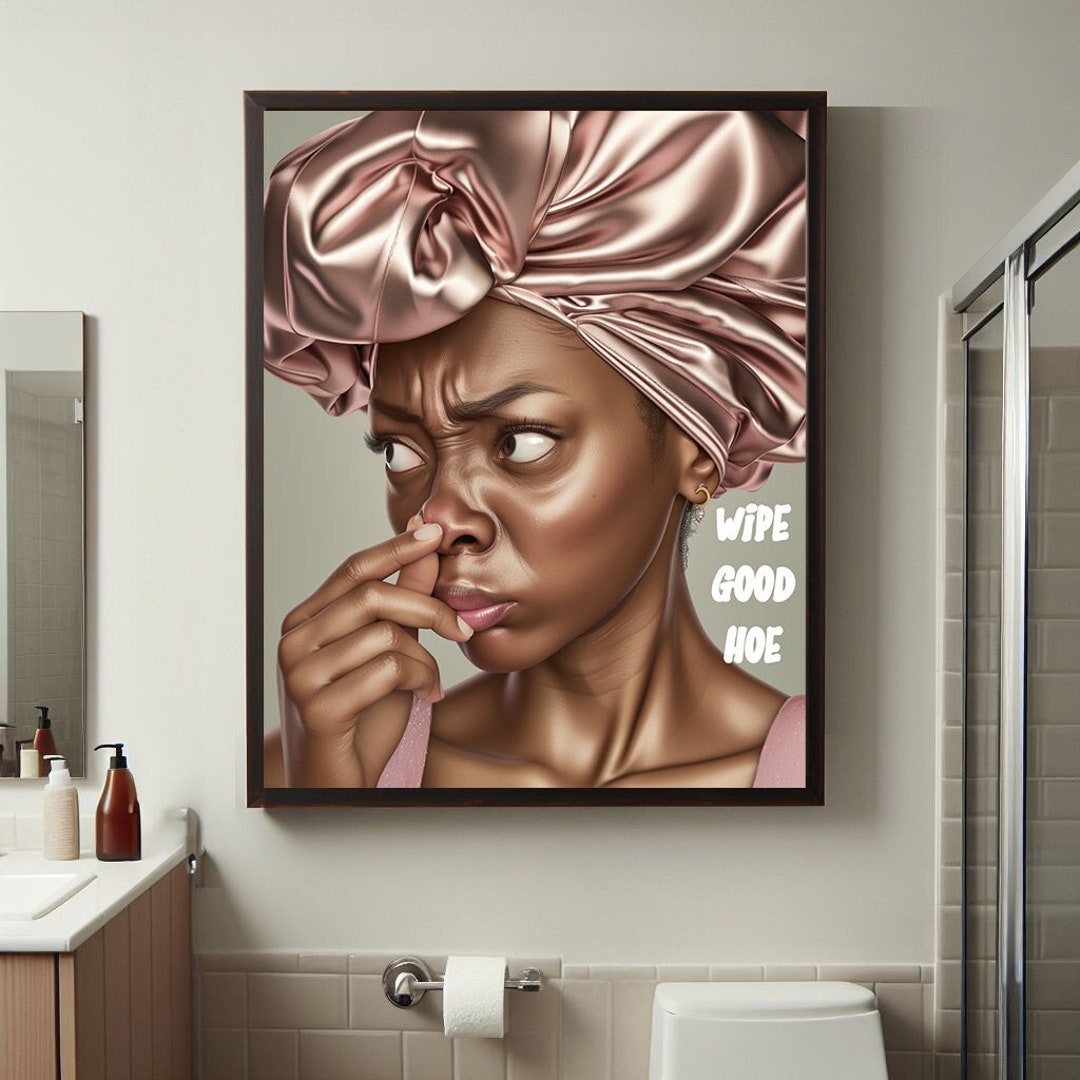 Black Bathroom Art, African American Wall Decor, Female Canvas Painting Print, Melanin Owned ...