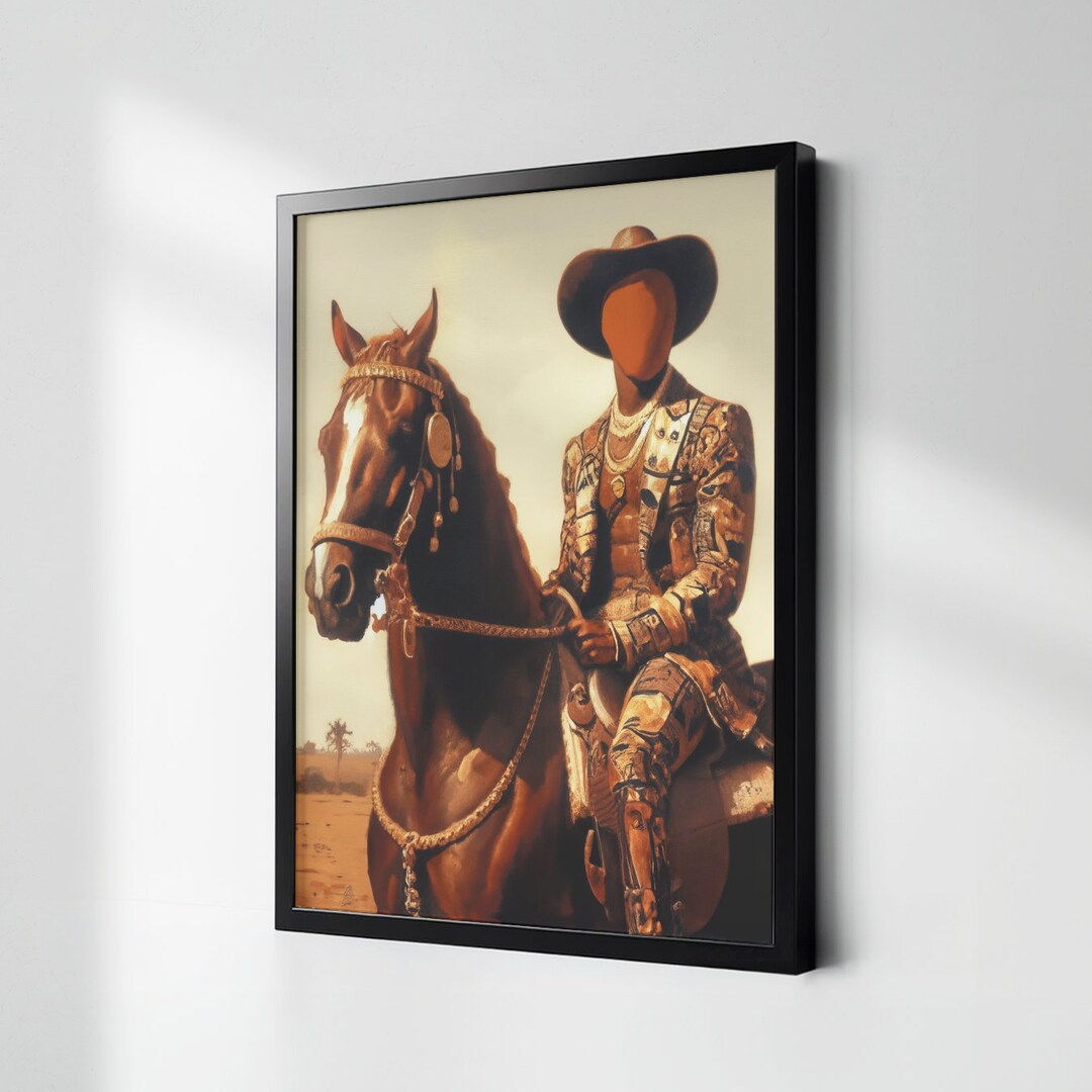 Black Cowboy Art, African American Owned Shop Painting, Southwest Afro ...