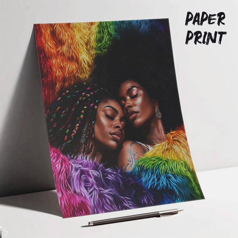 Black Lesbian Love Lgbtq Wall Art Pride Decor Print Gay African