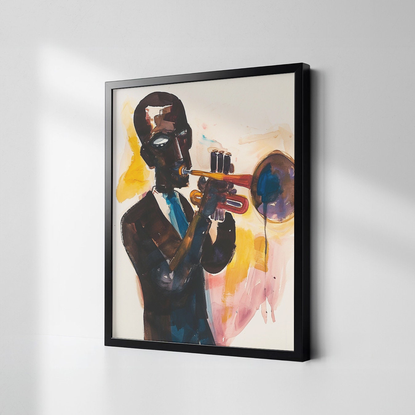 Black Jazz Art, African American Owned Shop Painting, Framed Canvas Print for Living Room - Etsy