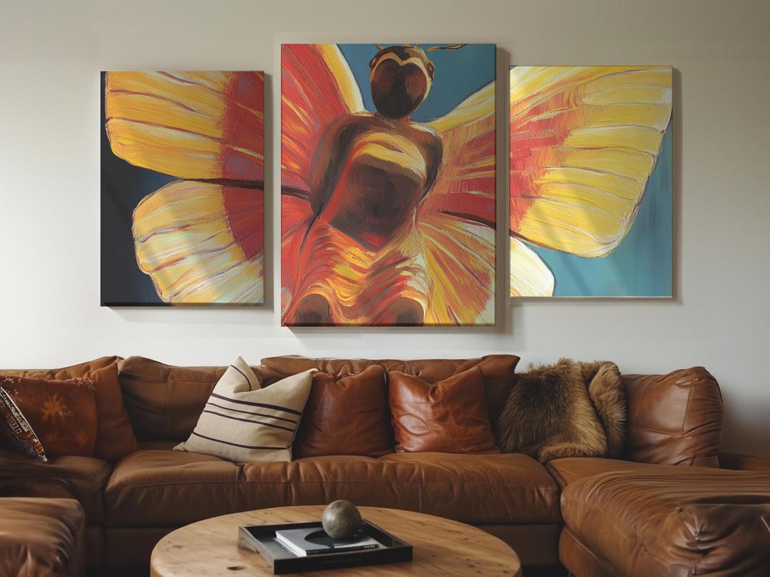 Large Abstract African American Female Wall Art, 3-piece Afrocentric ...