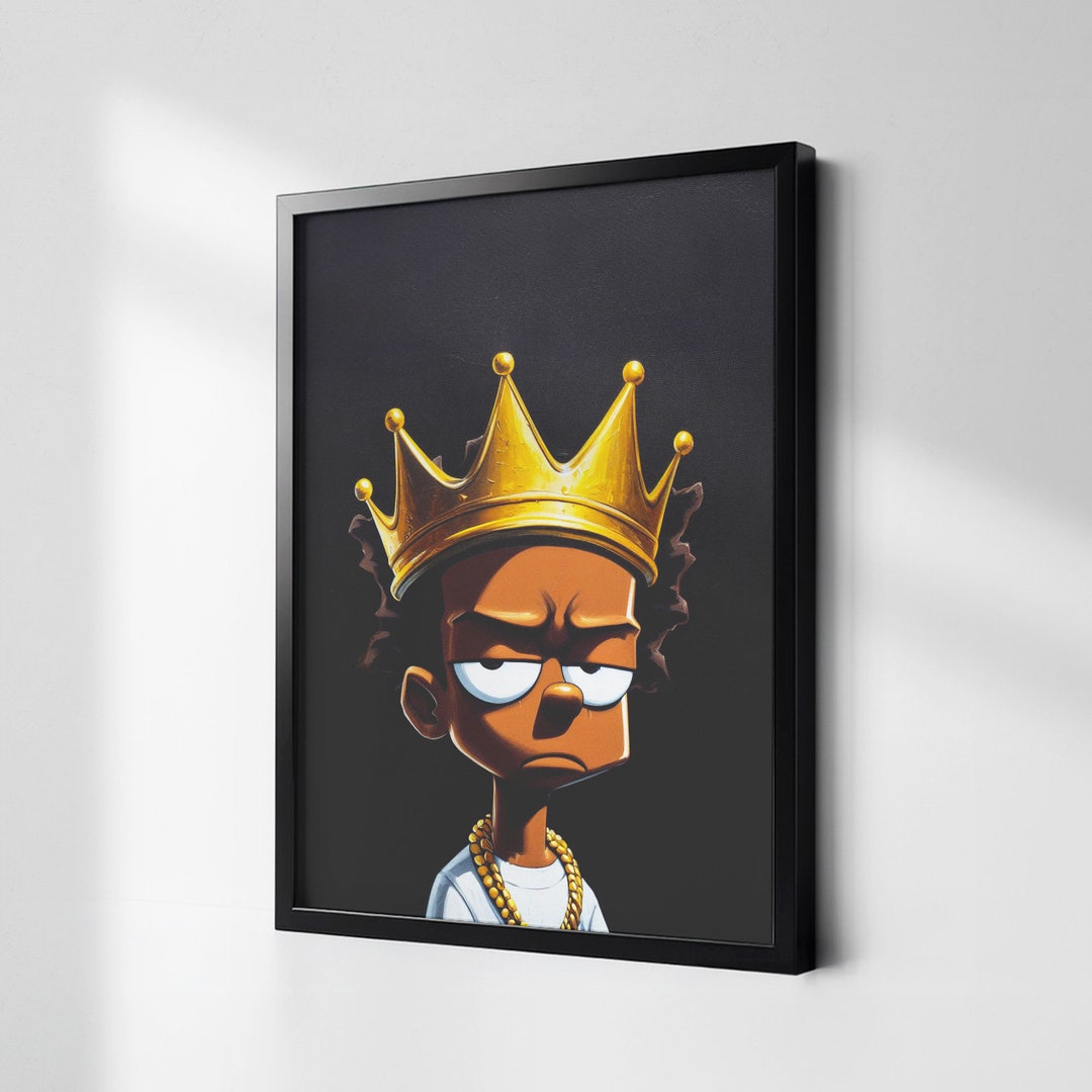 Black King Wall Art, Urban Kid Cartoon Print, Dope African-american Boy ...