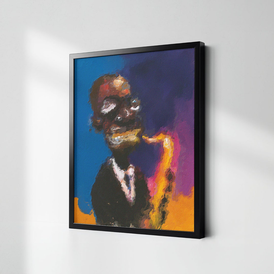 Black Jazz Art Print, African American Man Wall Painting, Vintage Style ...