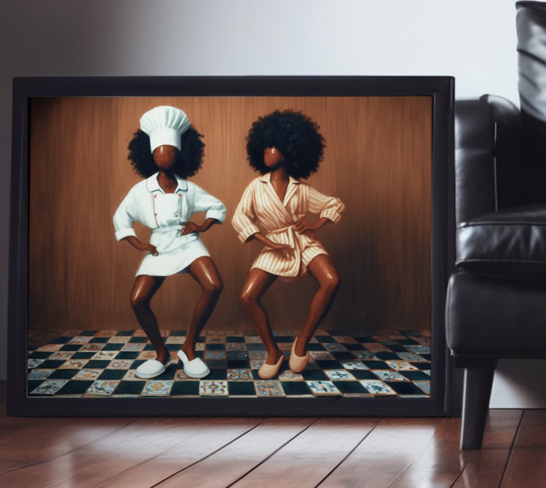 Black Afro Dining Room Art Decor, African-american Kitchen Wall Print ...