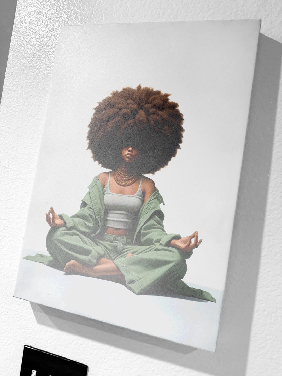 Black Girl Meditation Art Print, African American Zen Woman Wall Decor ...
