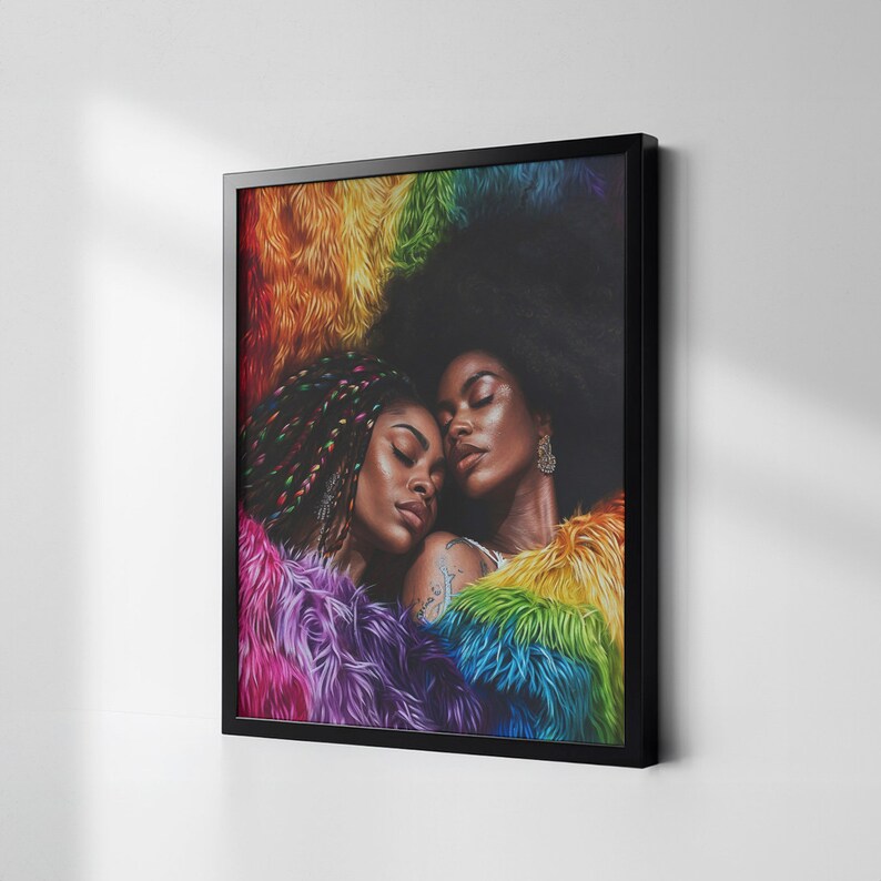 Black Lesbian Love Lgbtq Wall Art Pride Decor Print Gay African