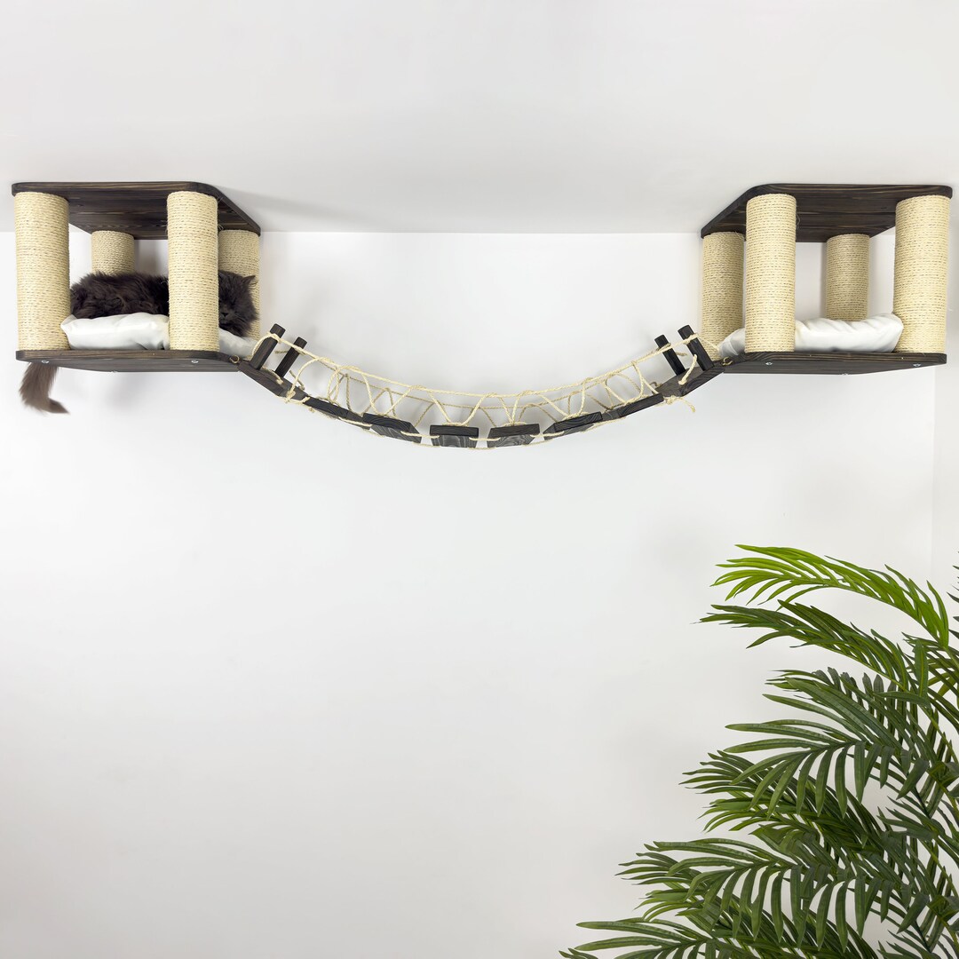 Cat Ceiling House Furniture Shelves for Wall, Cat Climb Pole Modern ...