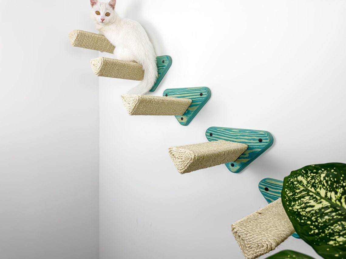 Cat Floating Steps Tree Wall Furniture Bed, Shelves for Wall Climb Pole ...