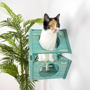 Pine Wood Cat Hexagon Shelves: Wall Mounted Cat Perch - Etsy