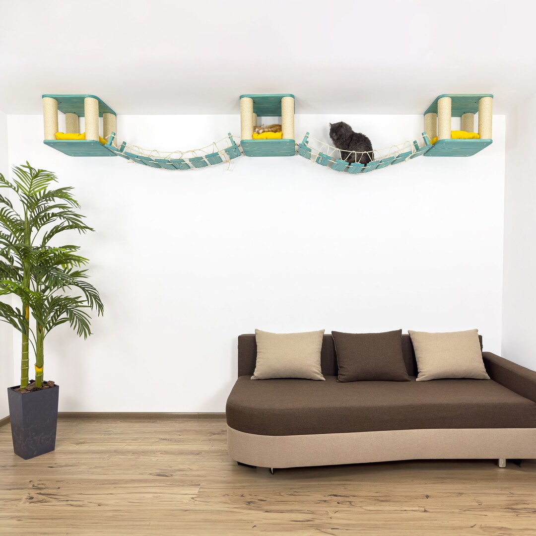 Cat Ceiling House Wall Furniture, Shelves for Wall Climb Pole Ladder ...