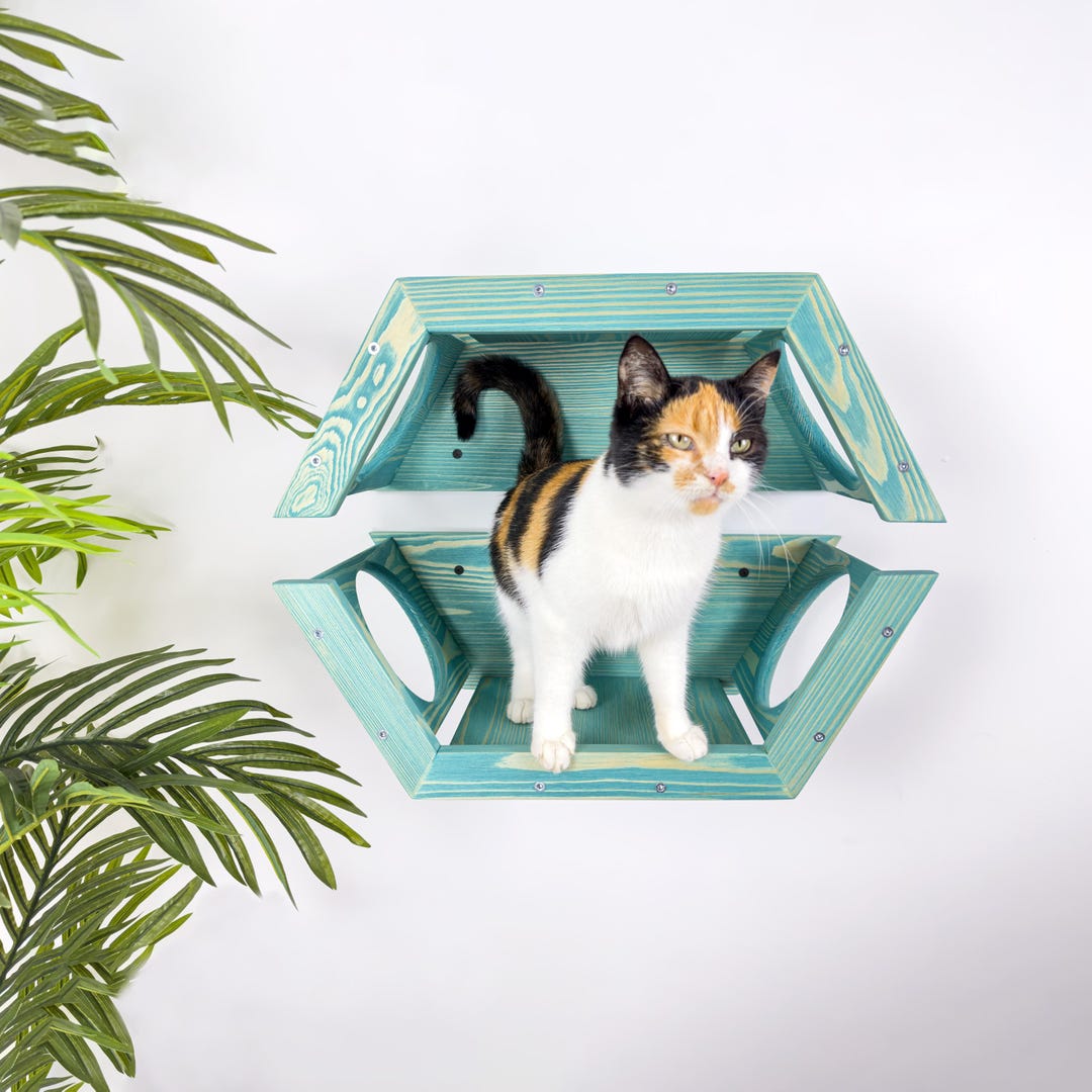 Cat Hexagons Netural Cat Tree Hexagon Shelves Wall Hanging Cat Bed ...