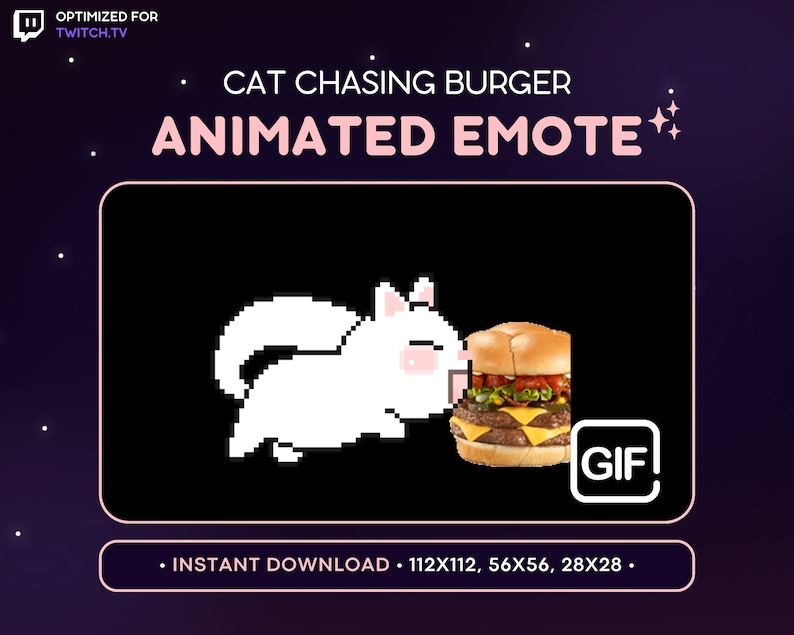 Cat Hamburger Animated Emote - Discord Emoji, Sticker, GIF, Cat Meme - Etsy
