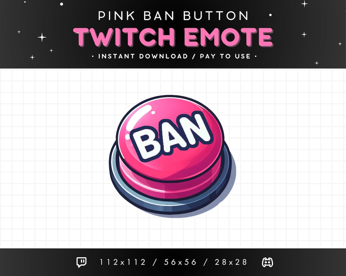 Pink Ban Button Twitch Emote - Ban Button Emote, Ban Discord Emote ...