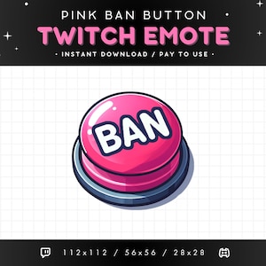 Pink Ban Button Twitch Emote - Ban Button Emote, Ban Discord Emote ...