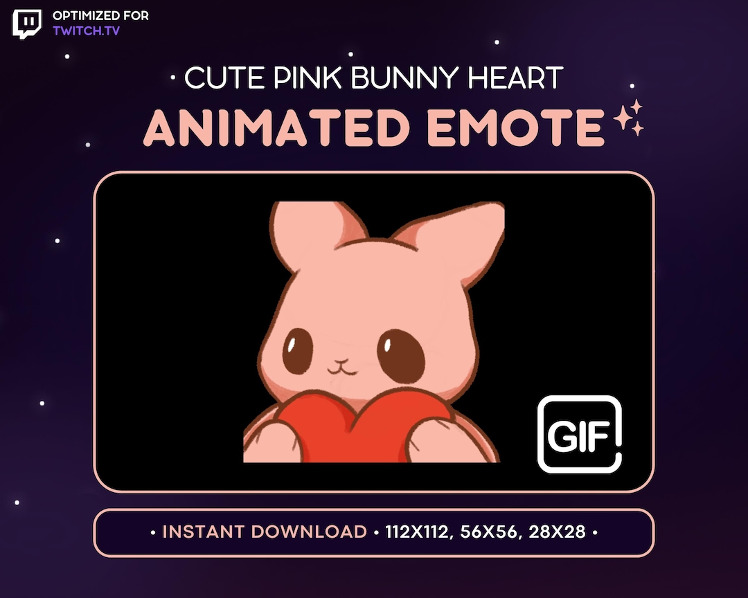 ANIMATED Pink Bunny Love Emote - Cute Animated Bunny Discord Emote ...