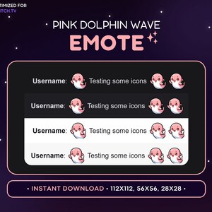 Cute Pink Dolphin Twitch Emote - Waving Dolphin Emote, Dolphin Discord ...