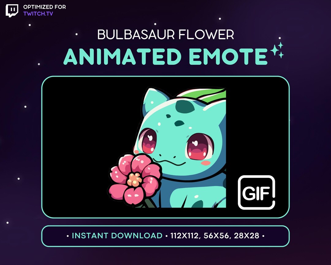 ANIMATED Bulbasaur Twitch Emote - Flower Bulbasaur Pokemon Emote ...