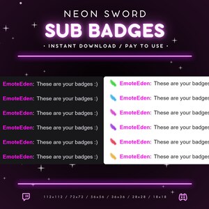 Neon Knife Sub Badges - Neon Twitch Sub Badges, Channel Point Icon ...