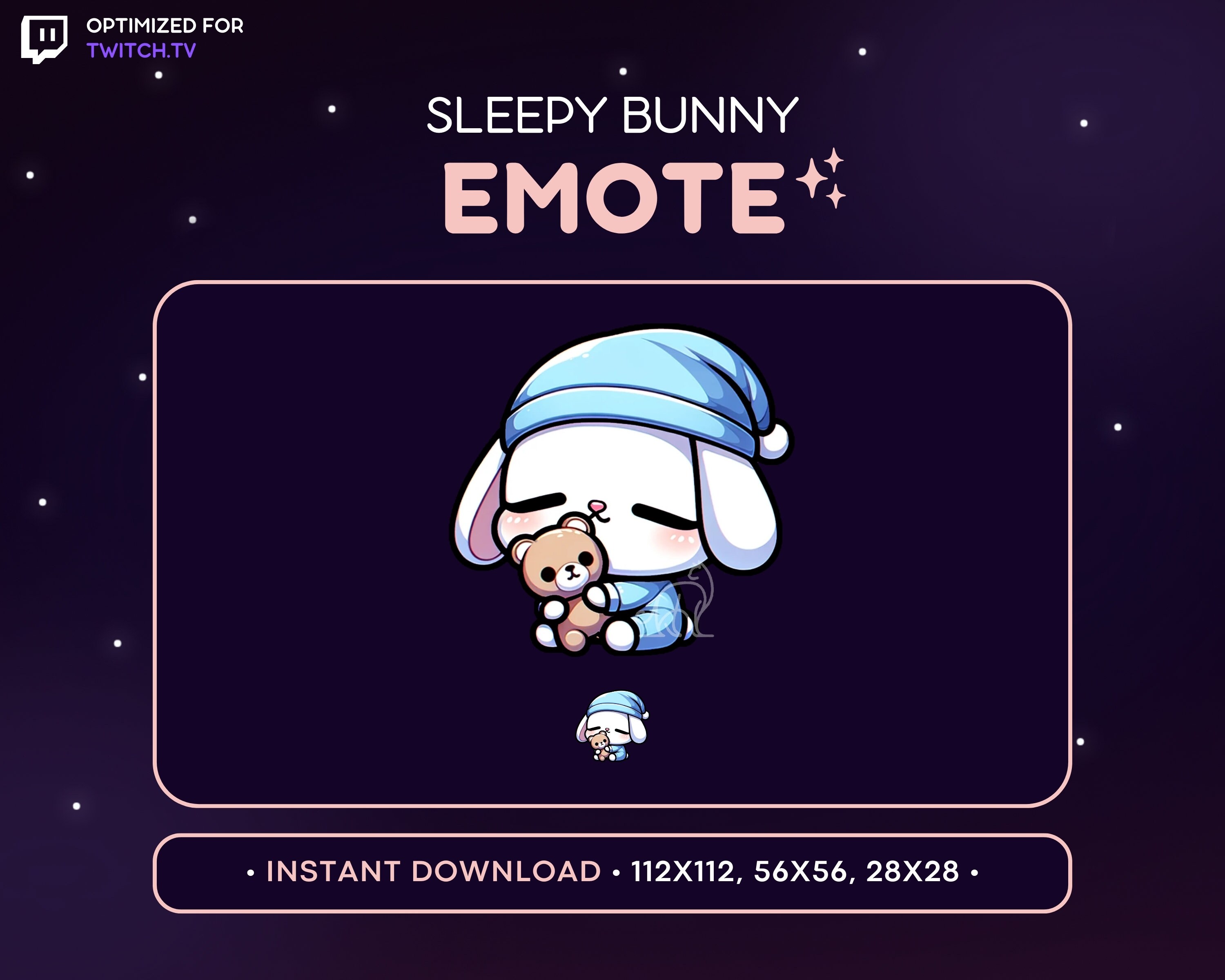 Sleepy Bunny Twitch Emote - Discord Emoji, Bed , Cozy Tired, Cuddling ...