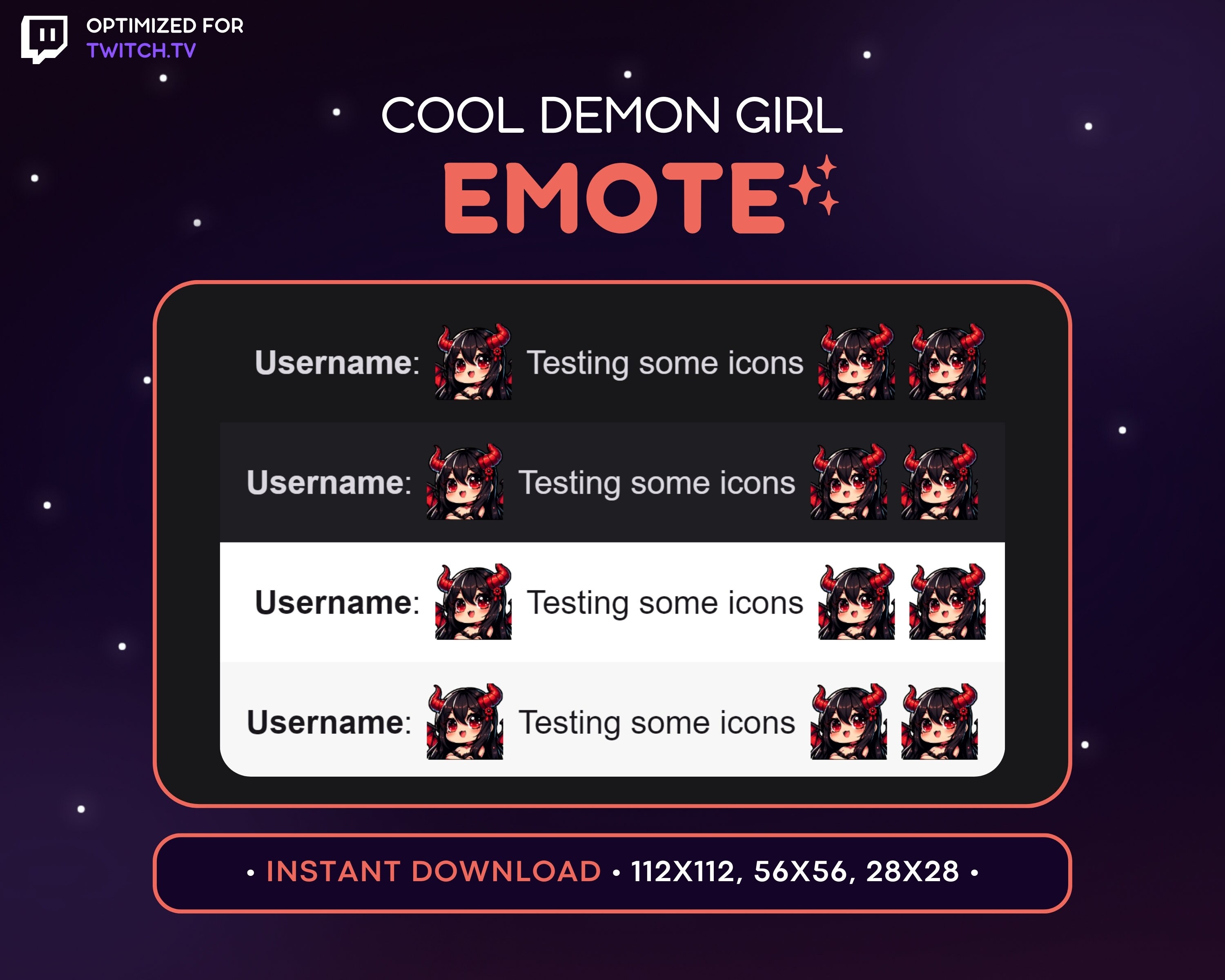 Demon Girl Twitch Emote, Evil Hell Girl, Kawaii Anime Emote, Gamer Girl ...
