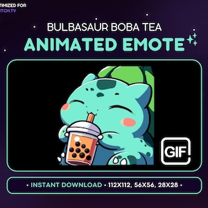 ANIMATED Bulbasaur Twitch Emote - Boba Tea Bulbasaur Pokemon Emote ...