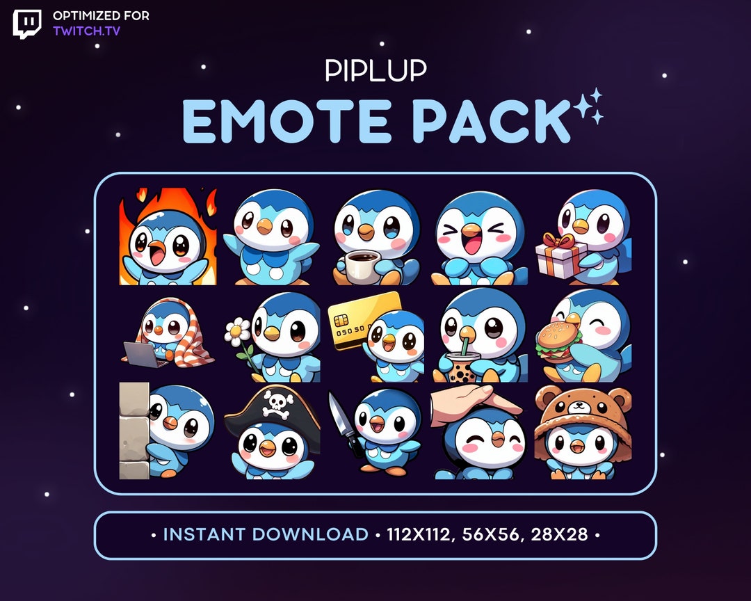 Cute Piplup Twitch Emote Pack 15x - Piplup Pokemon Emote, Gaming ...