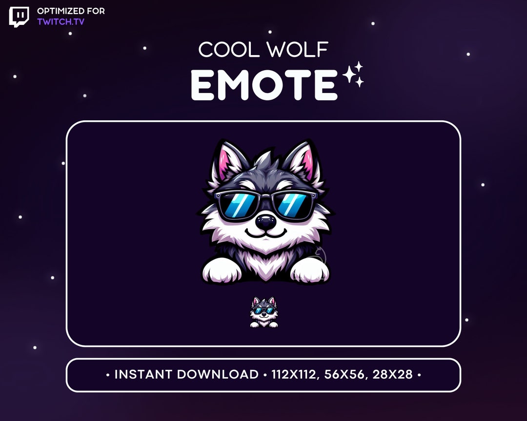Cool Wolf Twitch Emote Cool Wolf Emote, Wolf Discord Emote, Gaming ...