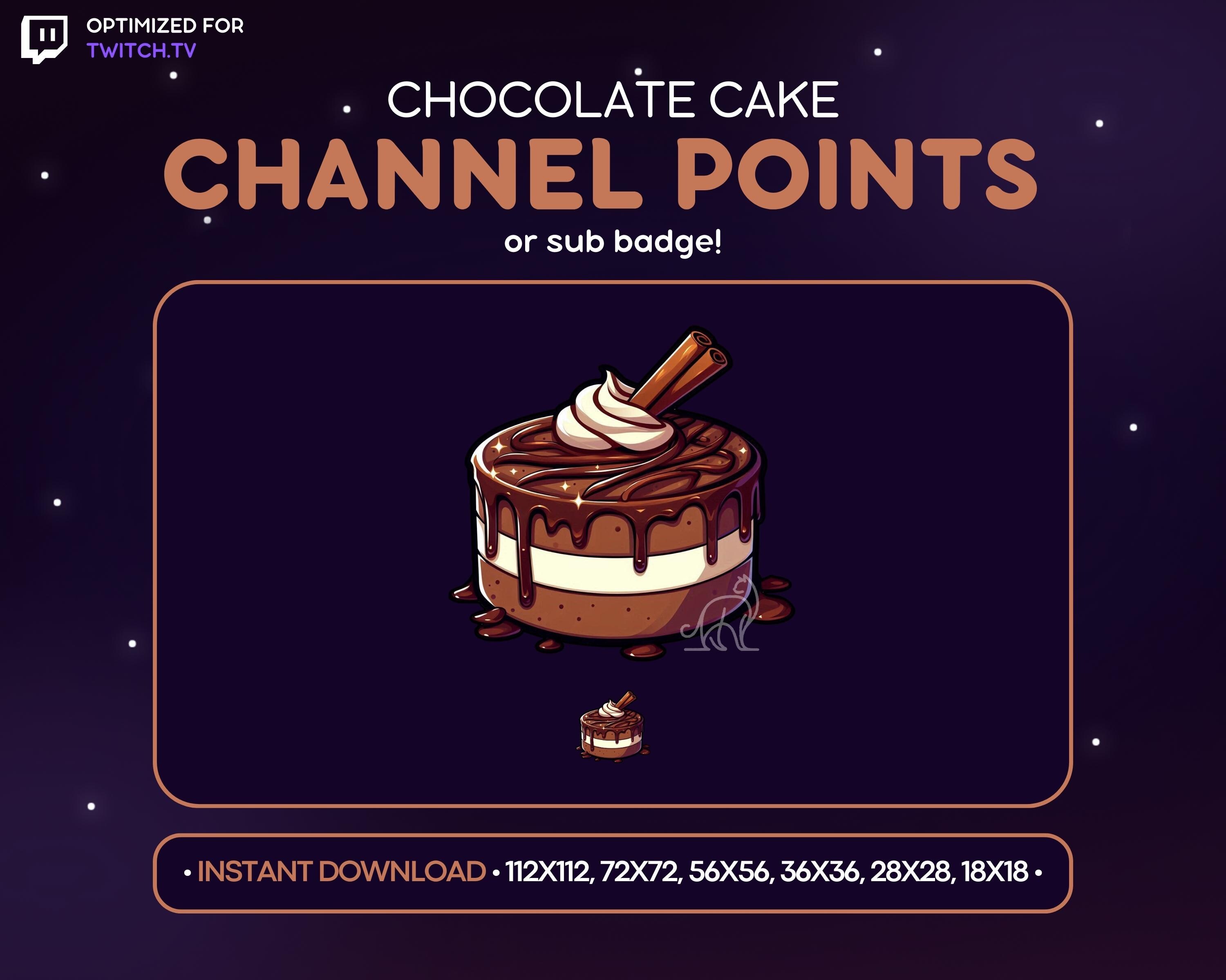 Chocolate Cake Twitch Channel Point Icon, Sub Badge, Emote - Dessert ...