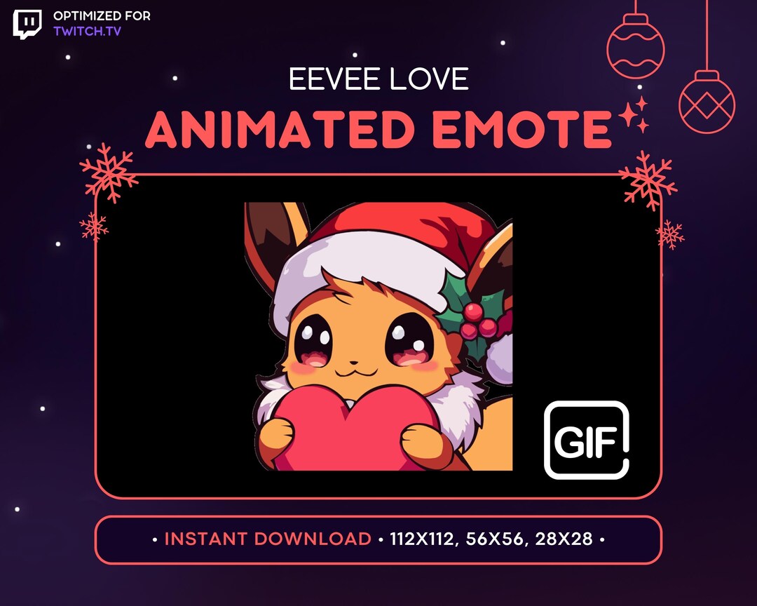 ANIMATED Eevee Twitch Emote - Christmas Pokemon Eevee Emote, Love ...