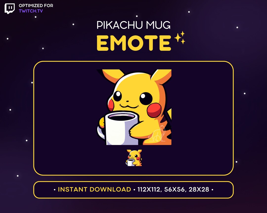 Pikachu Coffee Mug Emote – Twitch/discord Streaming Asset (digital ...