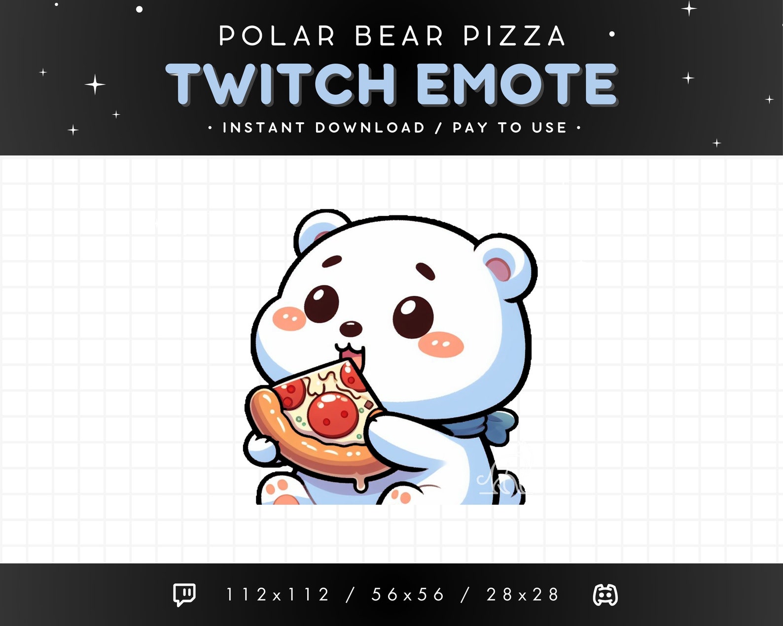 Cute Bear Twitch Emote Pizza Polar Bear Emote, Bear Discord Emote ...
